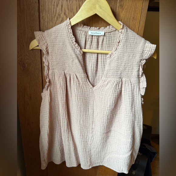 Neuflora | Tops | Neuflora Blush Rose Sleeveless Ruffle Blouse | Poshmark